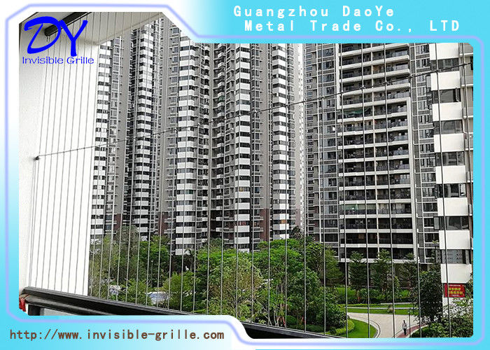 2.0mm 316 Stainless Steel Wire Balcony Invisible Grille For High Rise ...